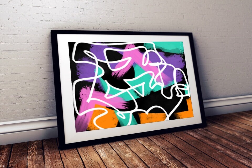 Abstract Art Print, 90s Art Print, Colourful Print, Wall Art, Wacky ...