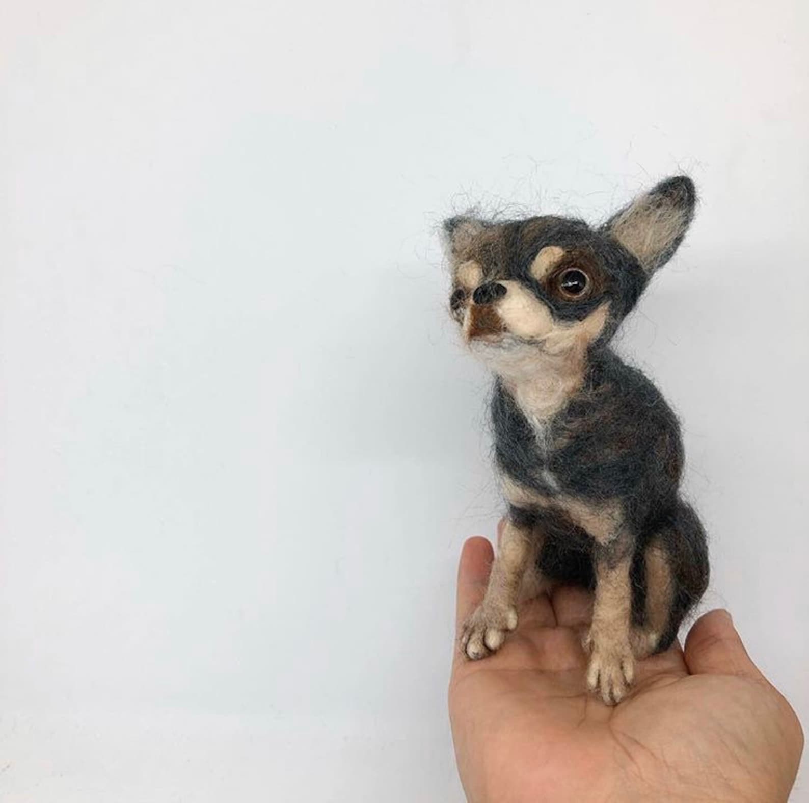 Chihuahua Dog Miniature Felted Pet Portrait - Etsy