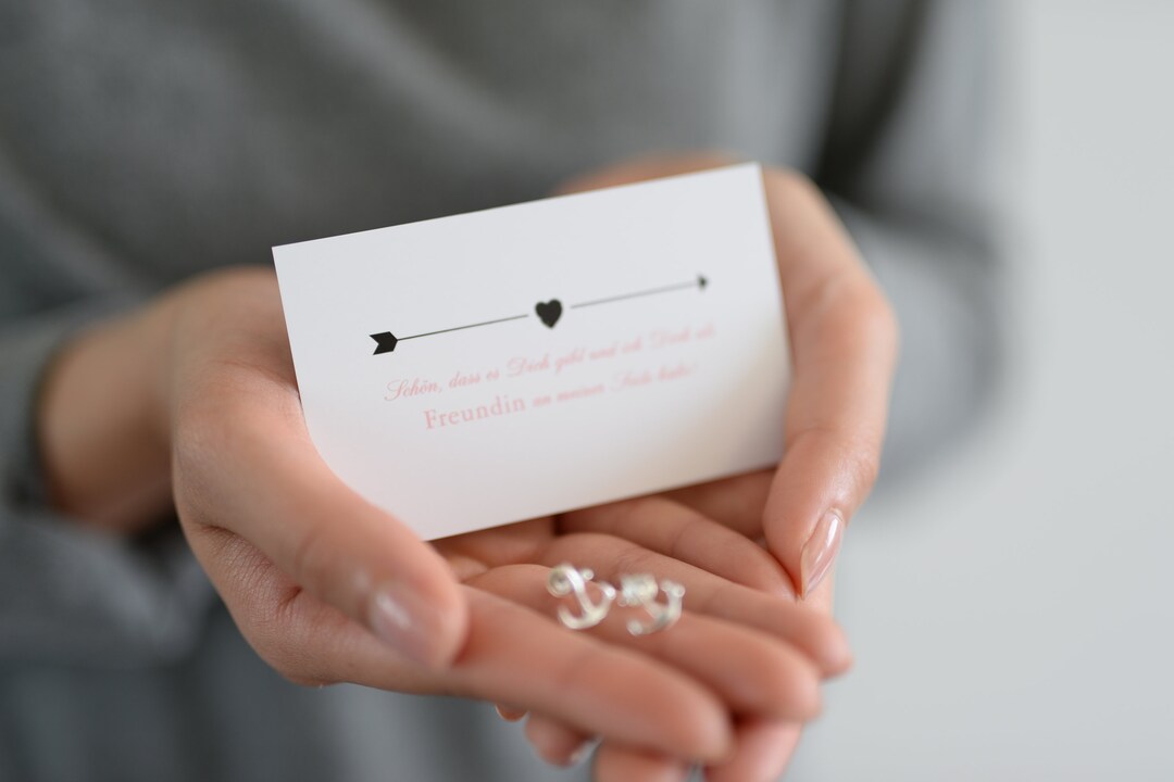 Girlfriend Gift Card Plus Anchor Stud Earrings in Silver Gold Rose Gold ...