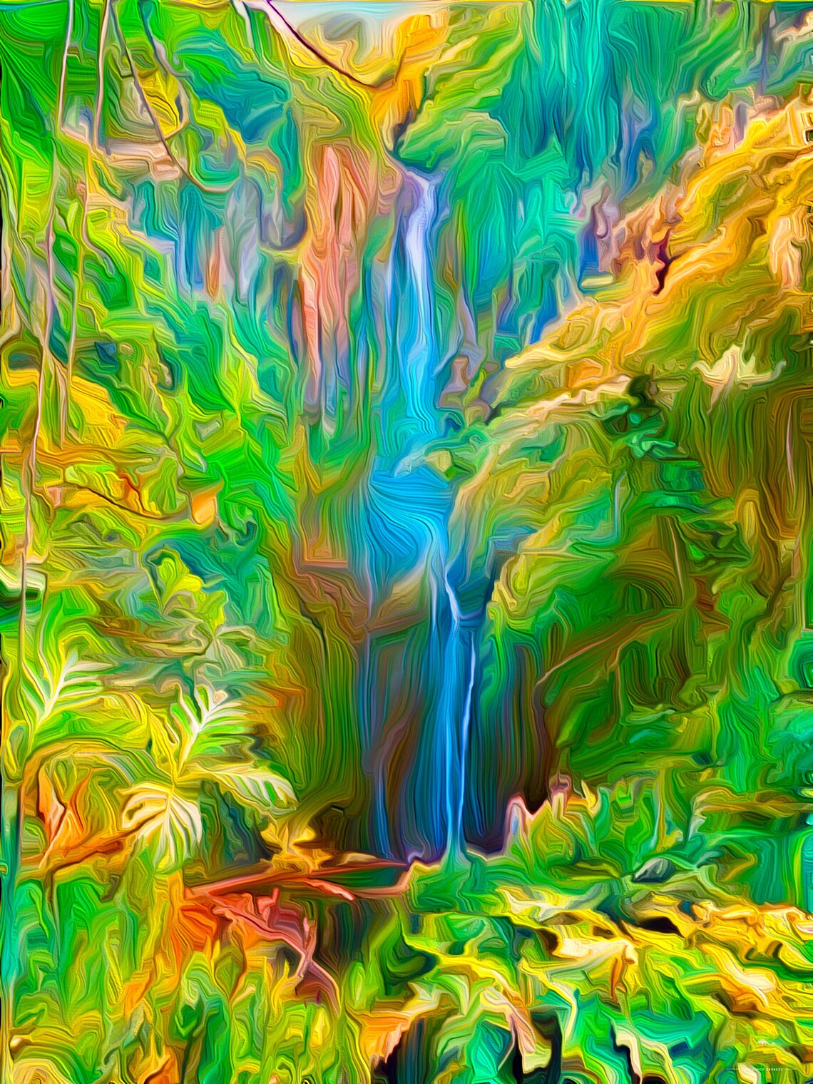Waterfall Mauilarge Abstract Wall Décorlarge Wall | Etsy