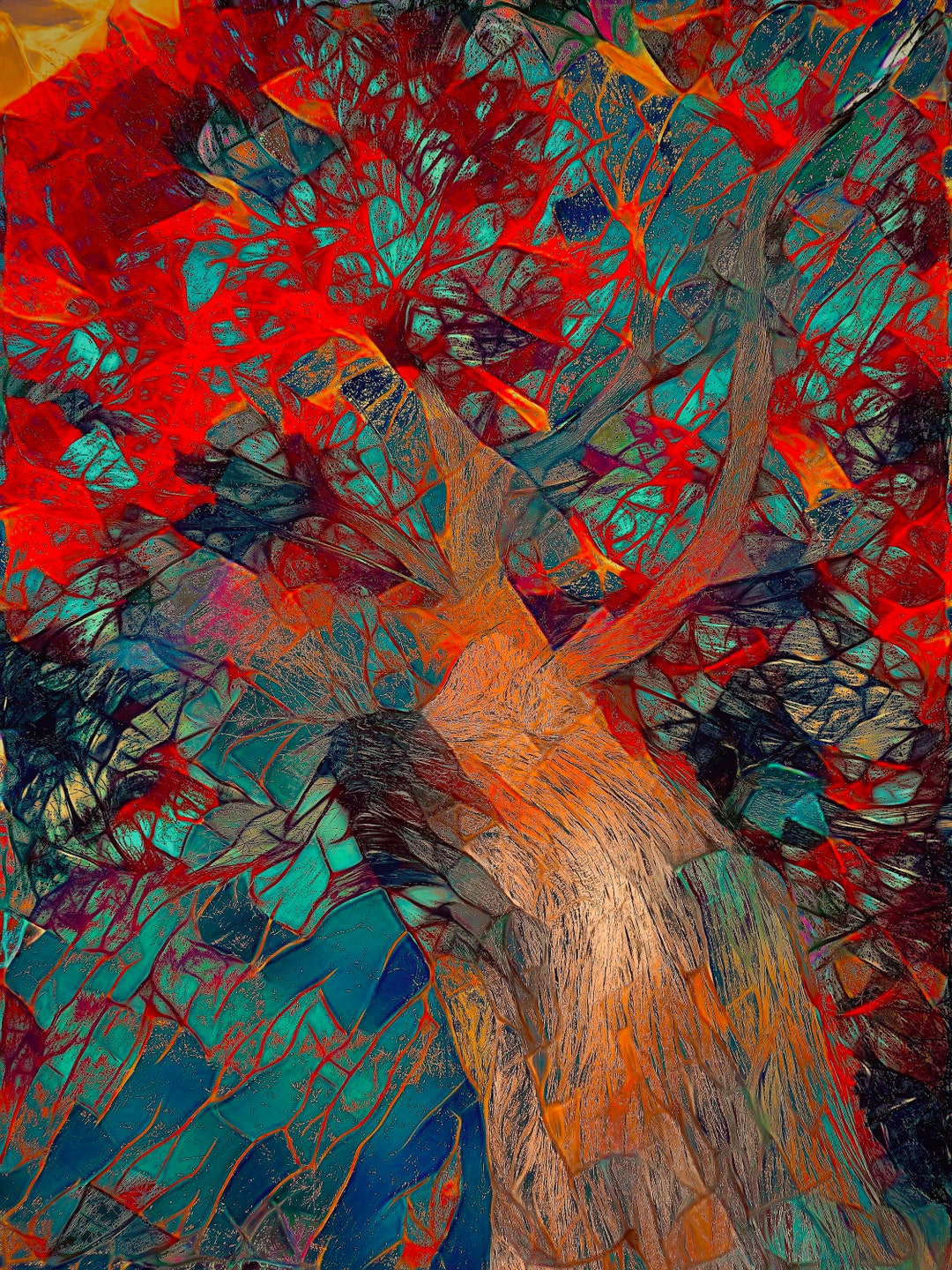 Abstract Art,metal Wall Art,stained Glass Panel,stained Glass Tree ...