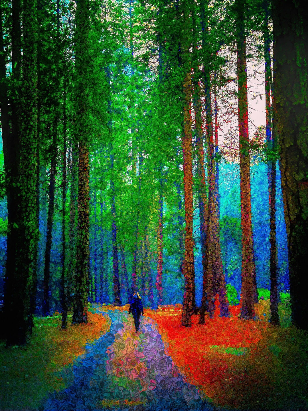 Metal Wall Art, Modern Forest Art,stained Glass Effect,pointillism ...