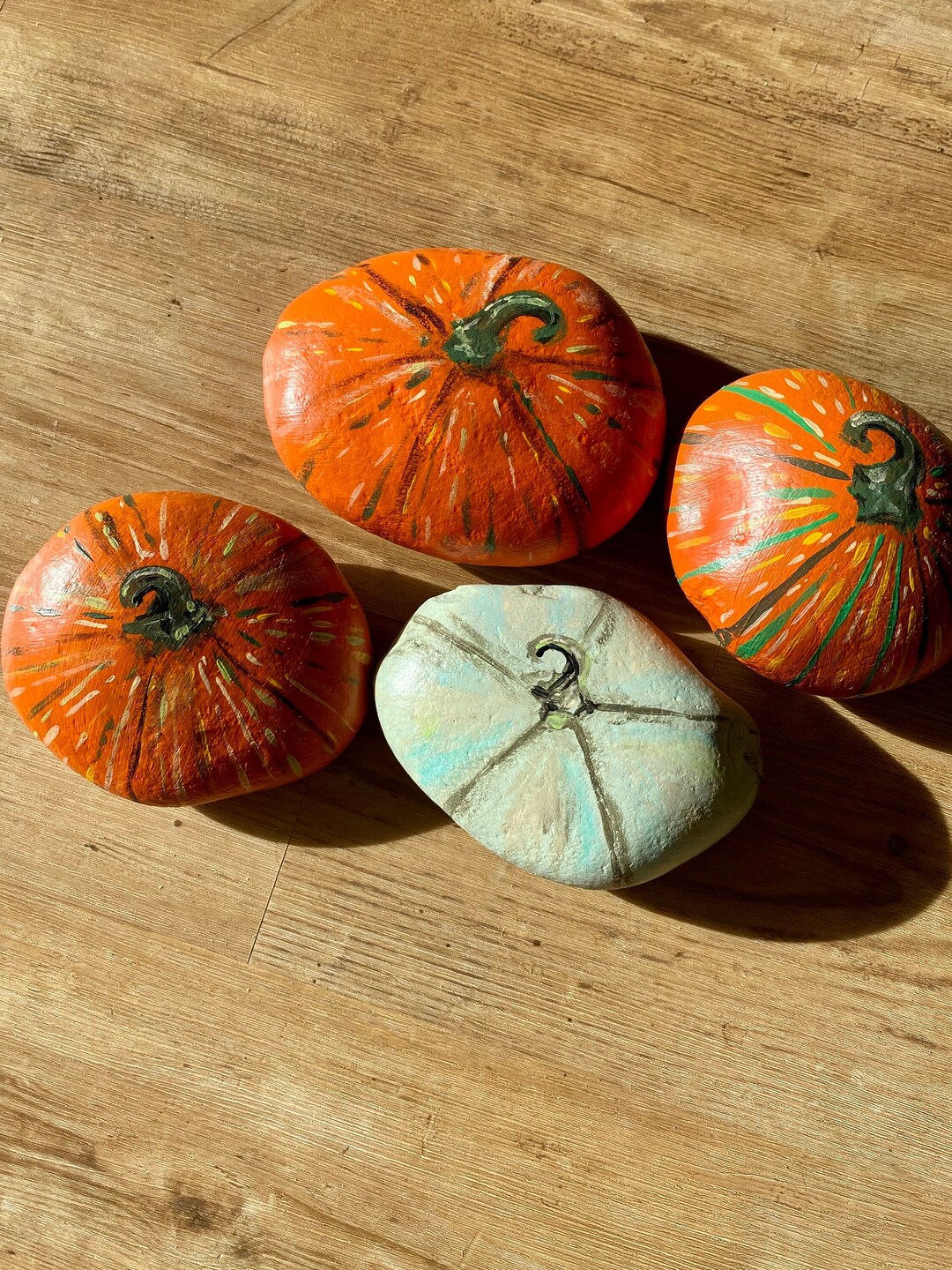 Pumpkin Stones Painted Autumn Decoration Front Door Halloween - Etsy