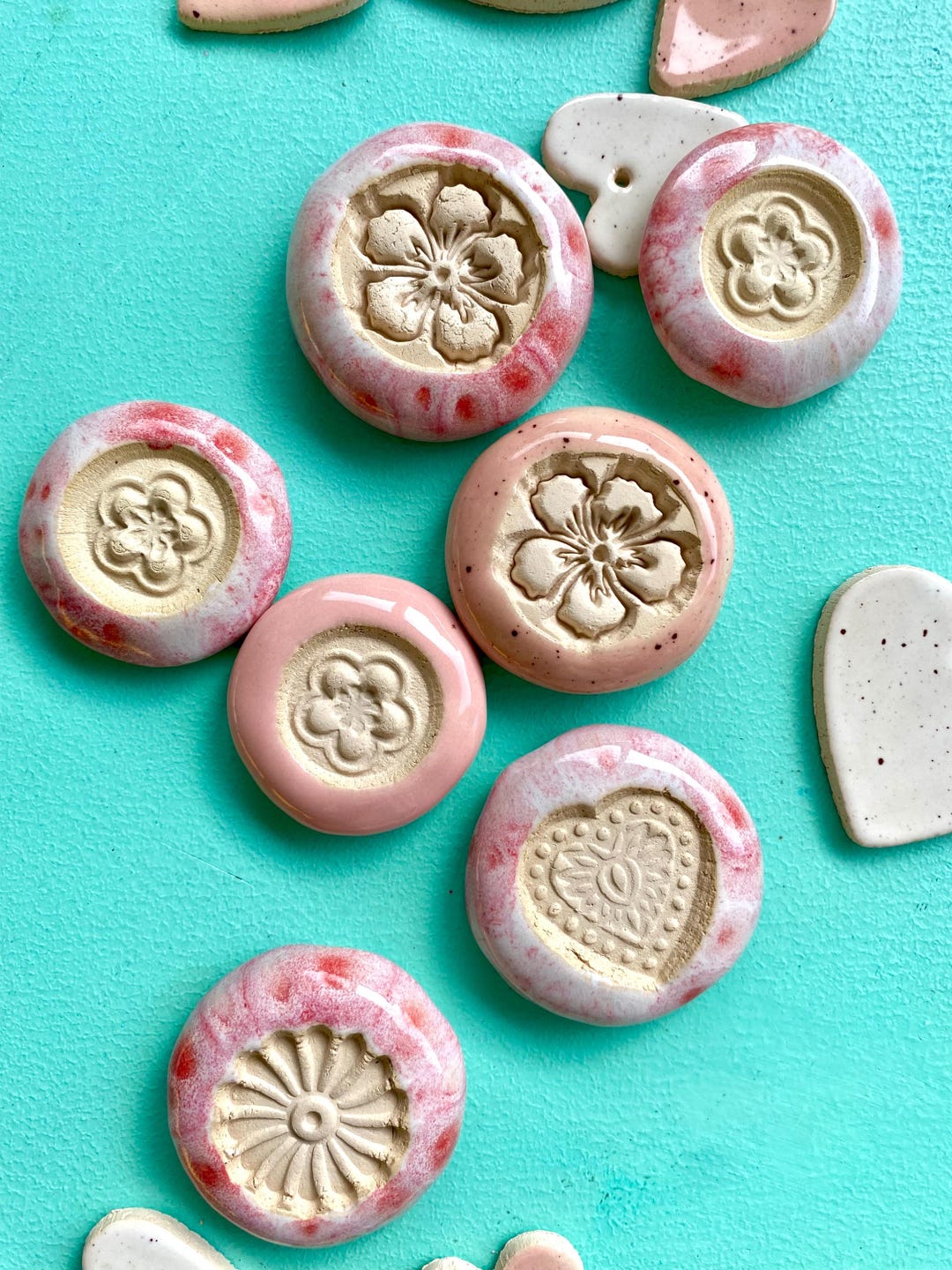 Fragrance Stones Ceramic "pink" Flower Heart Handmade for Fragrance Oil ...