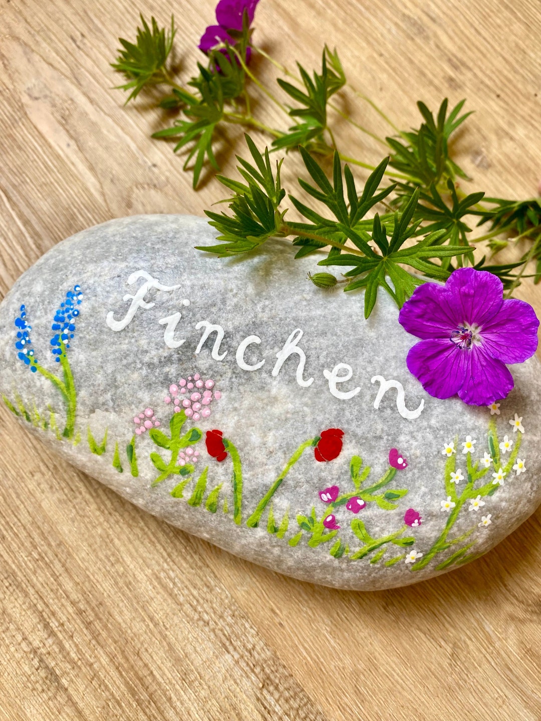 Simple Memorial Stone Name Flower Meadow Wildflowers and Names White ...