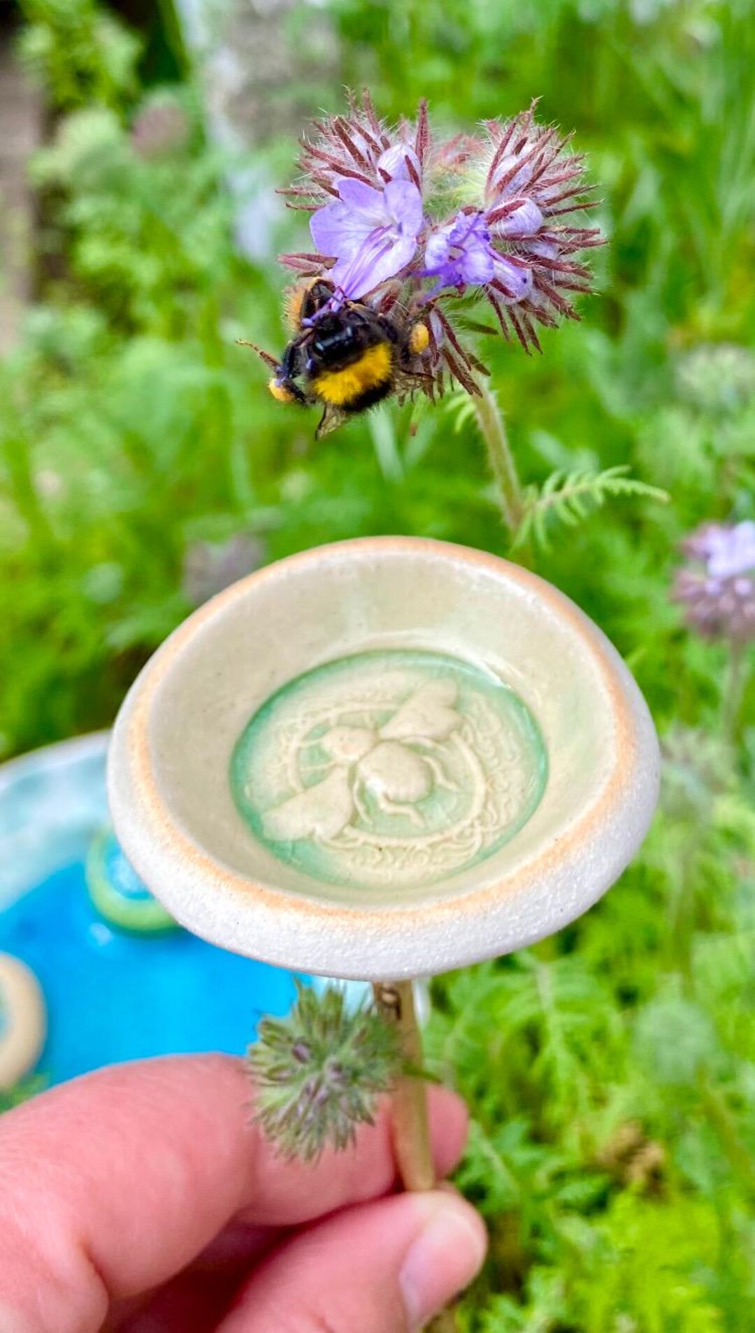 Garden Ceramics Small Rain Catcher Mini Bird Bath Bed Plug Insect Bath ...