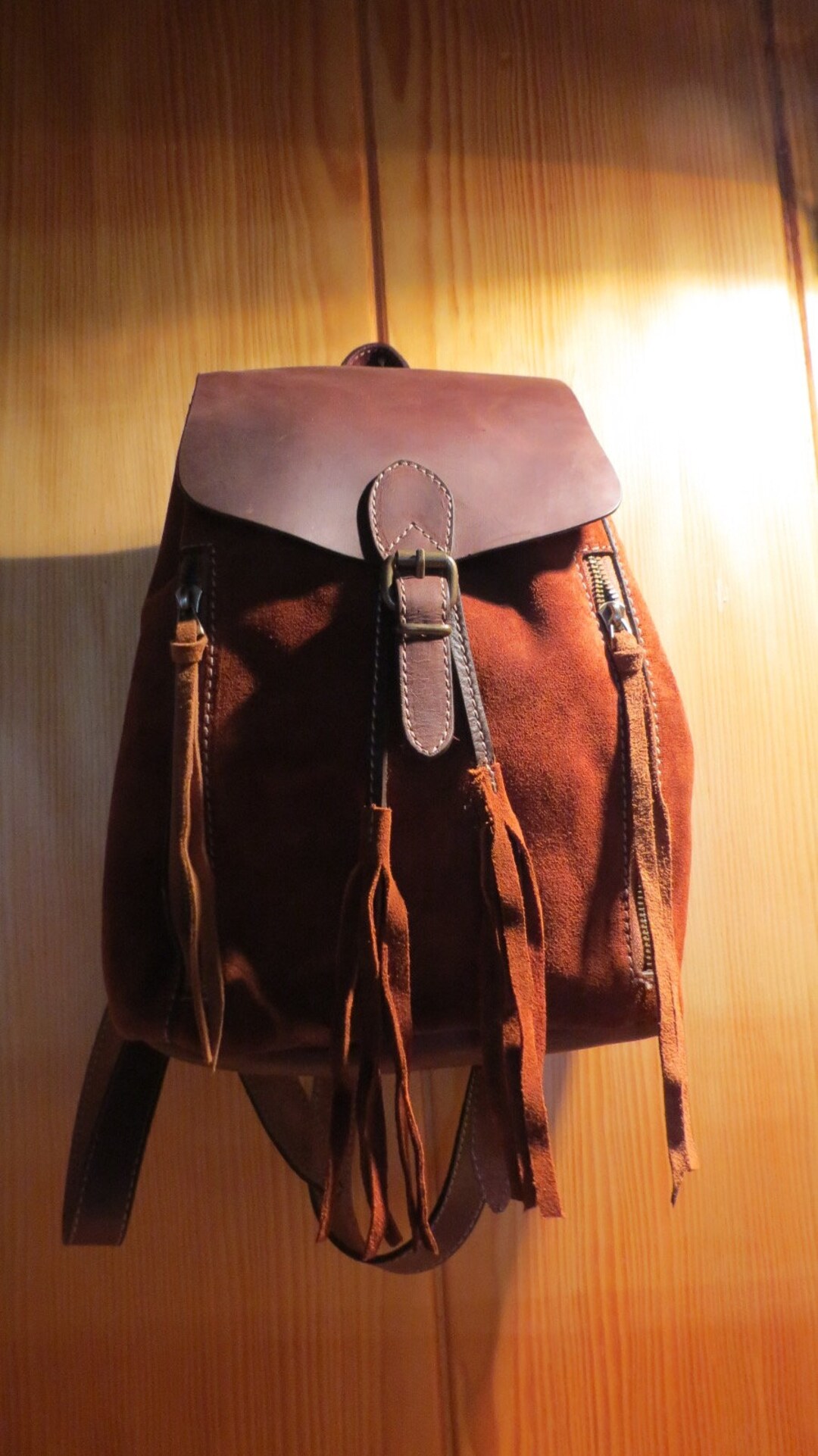 Genuine Leather Boho Backpack, Handmade - Etsy
