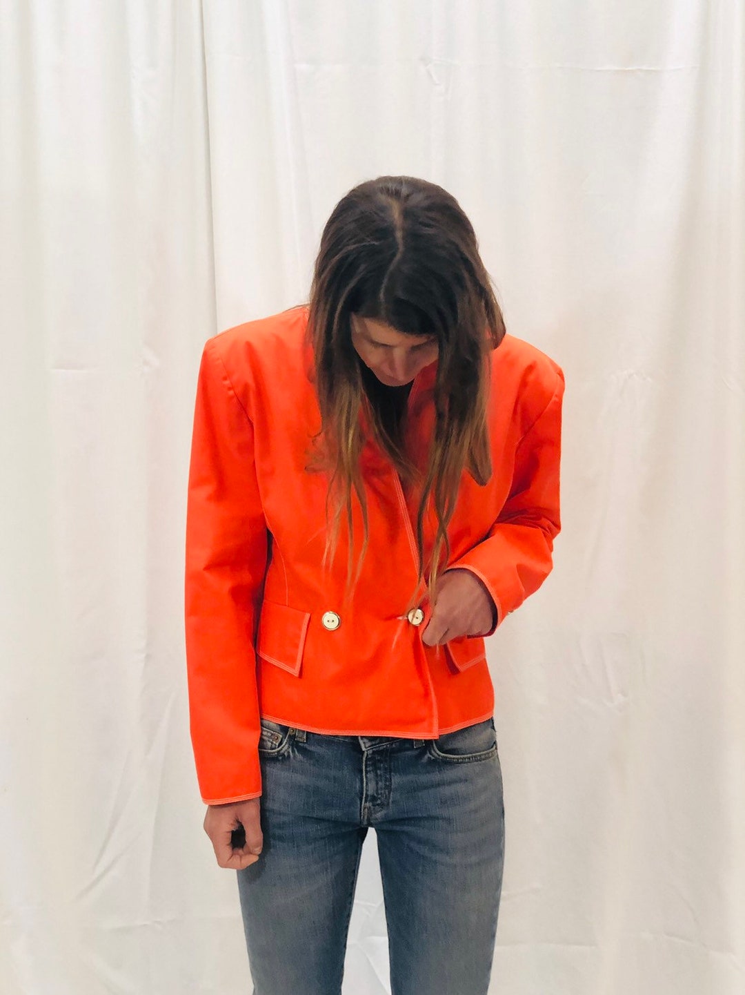 Courreges Vintage Orange Short Jacket Classic M - Etsy