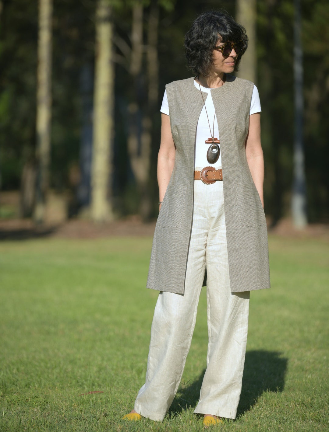 Long Vest for Women, Sleeveless Waistcoat, Linen Vest, Women Vest ...