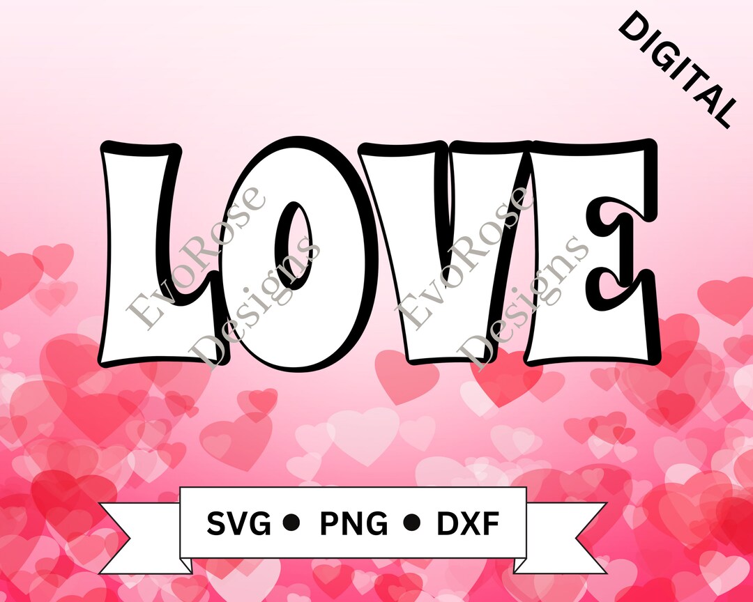 LOVE Bold Retro Font Digital SVG PNG Cut File T - Shirts Totes Mugs - Etsy