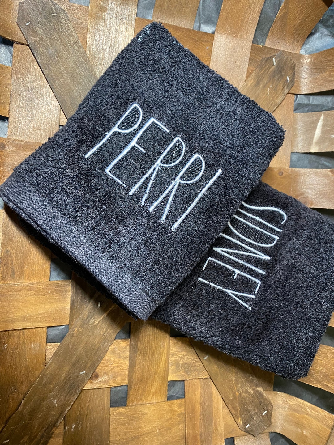 Personalized Custom Farm Font Embroidered Washcloth Hand or Bath Towel ...