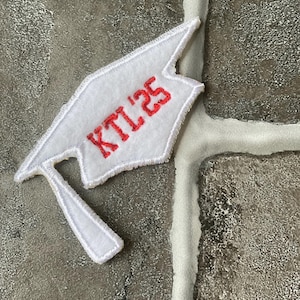 Custom Graduation Cap Grad 2025 Iron on Sew on Embroidered Felt Patch ...