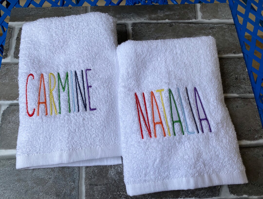 Rainbow Personalized Embroidered Face Cloth Hand Towel - Etsy