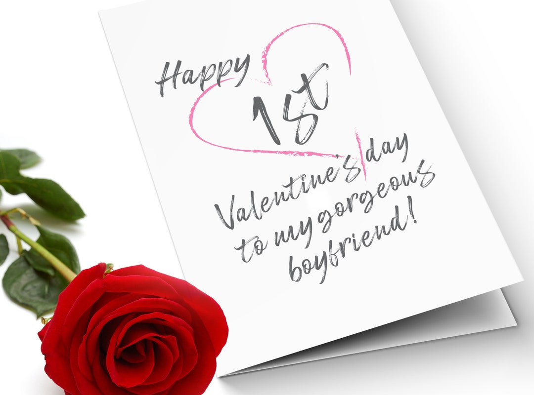 First Valentine Card Boyfriend Printable Valentine Card Instant ...