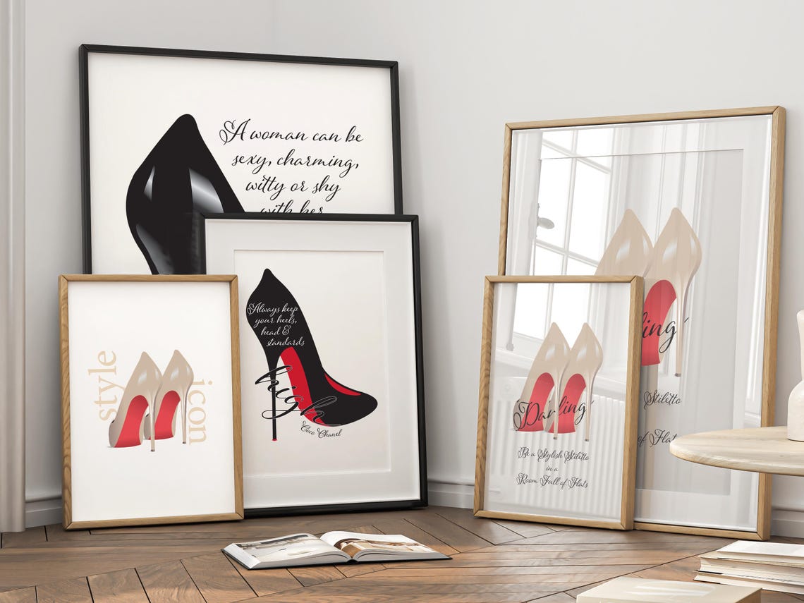 Designer Shoe Art | Kate Neutral Designer Icon Print | Fashion Print ...