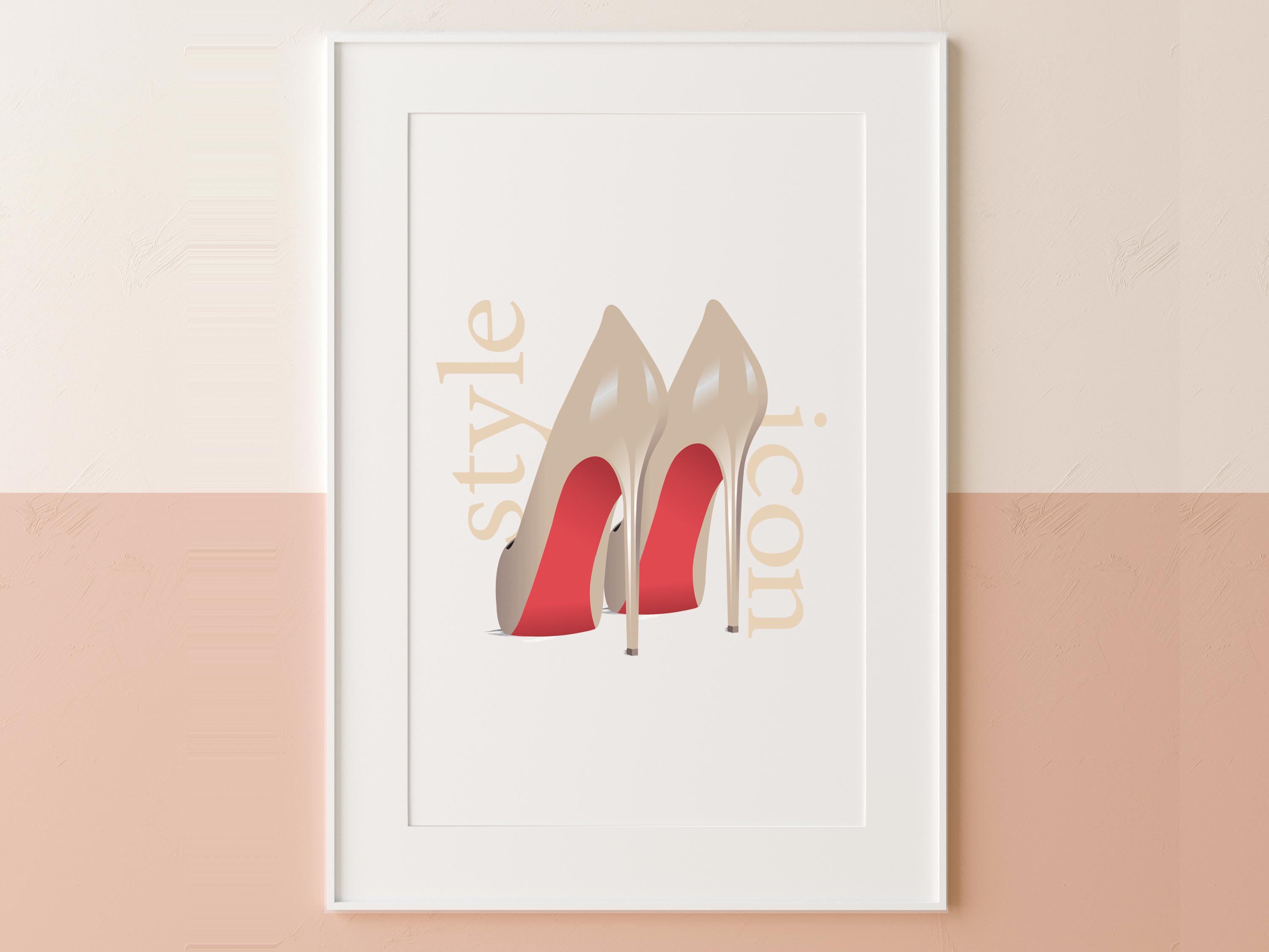 Designer Shoe Art | Kate Neutral Designer Icon Print | Fashion Print ...