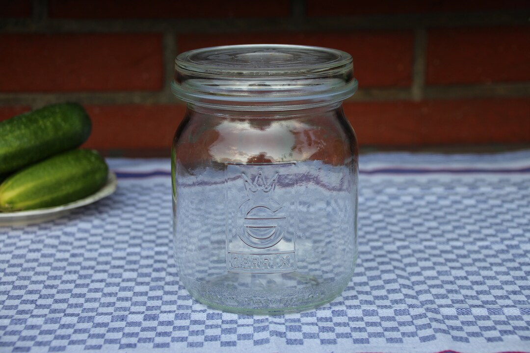 Vintage Preserving Jar With Lid 1 Liter Gerrix Glass With Embossing ...