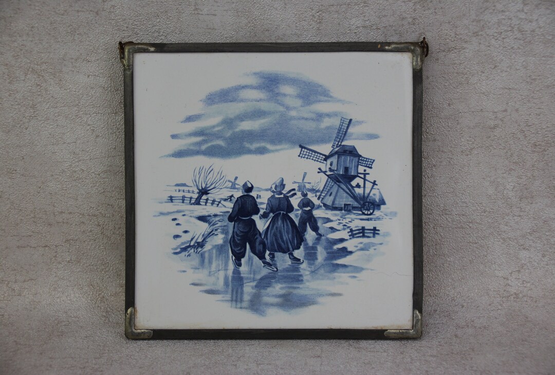Vintage Delft Wall Tiles Mosa Framed Lead Frame With Chain - Etsy