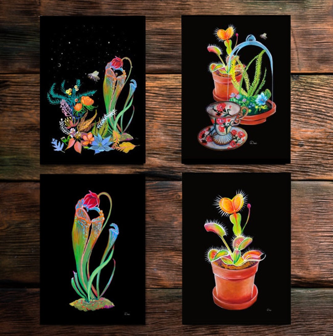 Goth Garden Carnivorous Plants Mini Prints | 4 - 5x7" Original Art ...