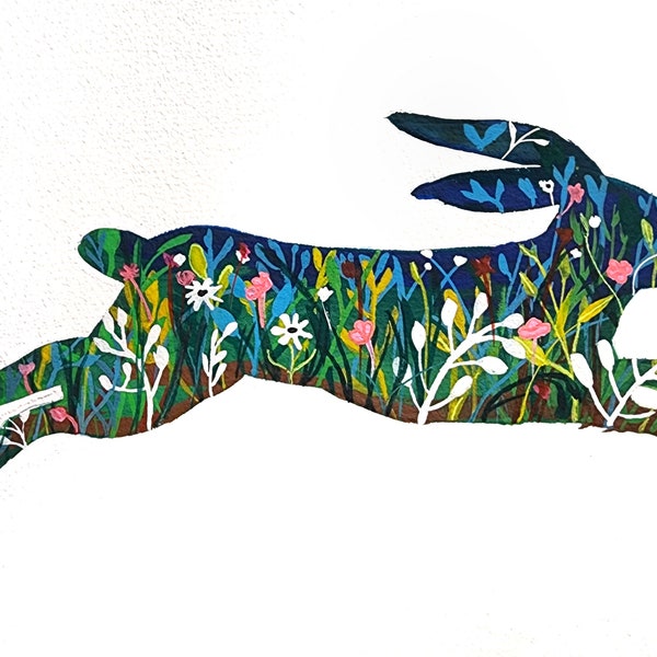 Leaping Rabbit Art - Etsy