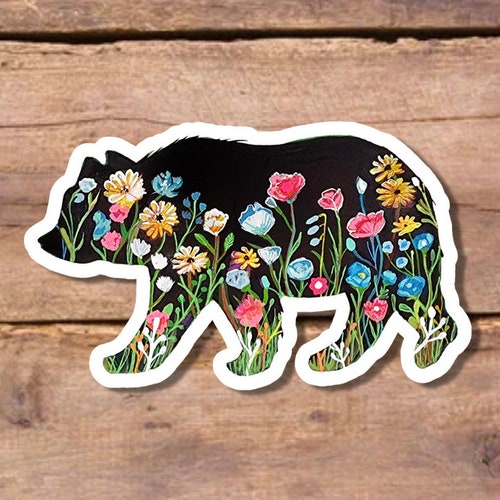 Nature Bear Vinyl Sticker - Etsy
