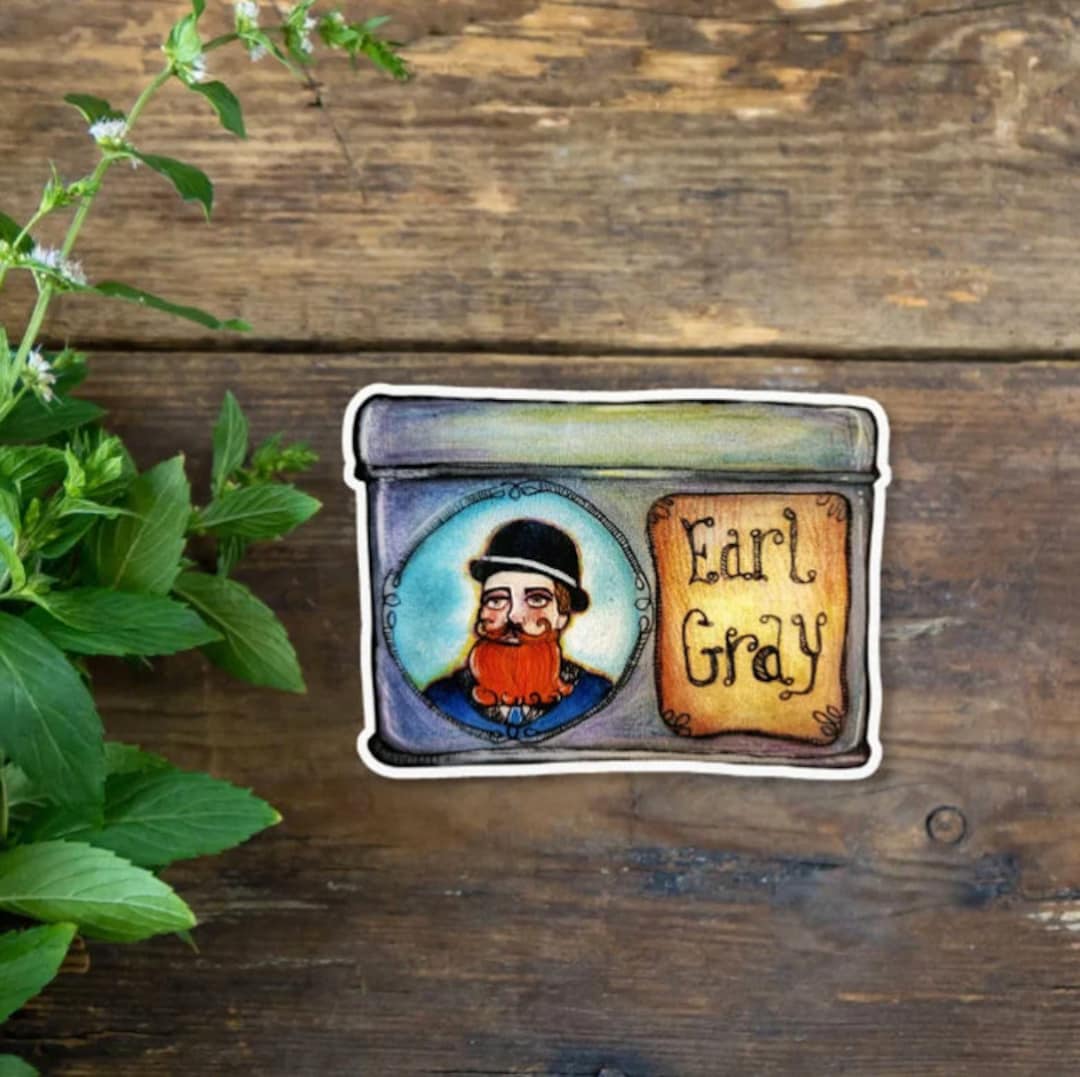 Earl Gray Tea Sticker Waterproof Vinyl Sticker From Original Gouache ...