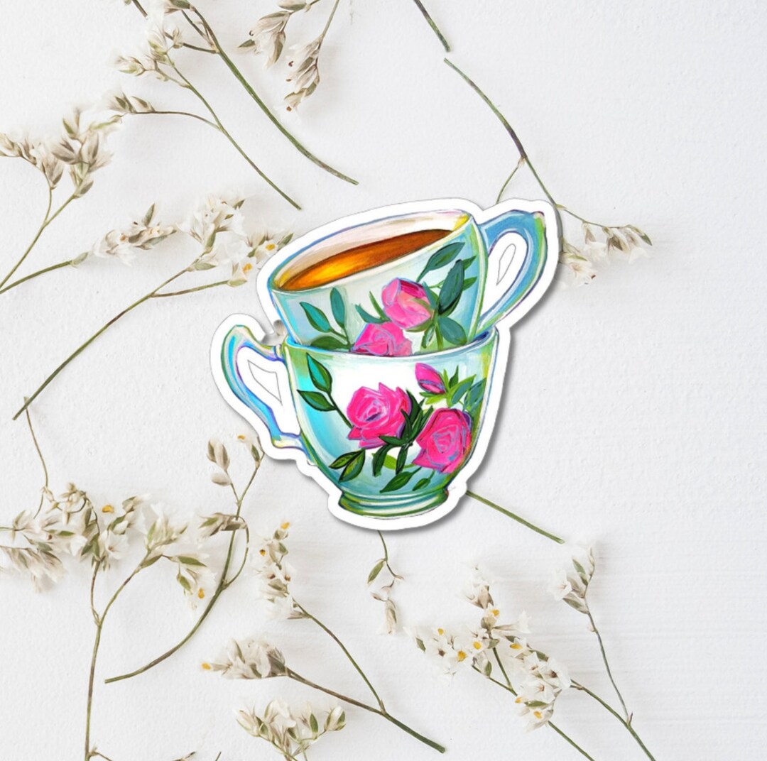 Tea Cup Sticker | Tea Party Sticker | Waterproof Vinyl Sticker | Water ...