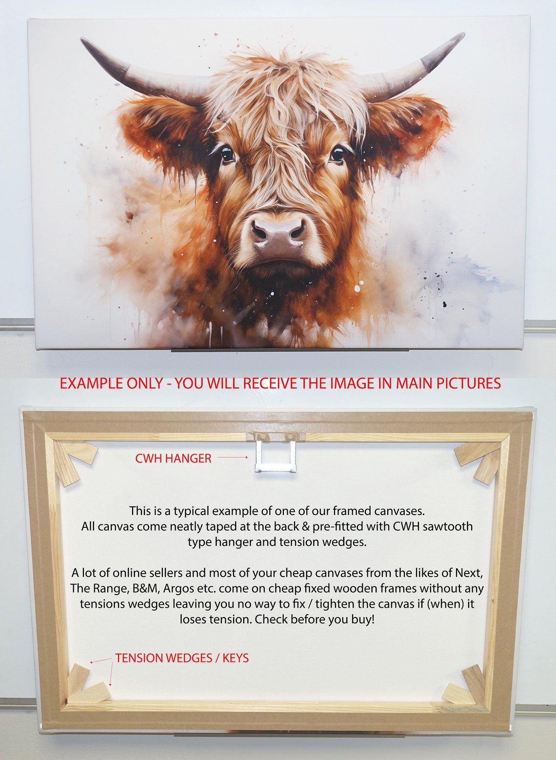 Scottish Highland Cow Framed Ready to Hang Canvas Print Picture Photo ...