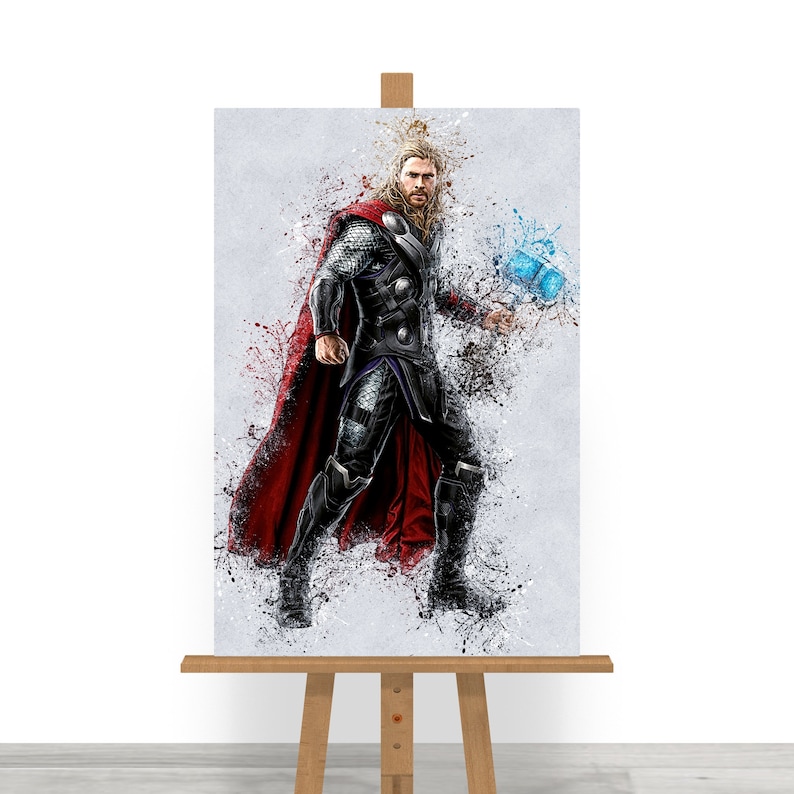 Thor Avengers Paint Splatter Canvas Print Ready to Hang Top Quality ...