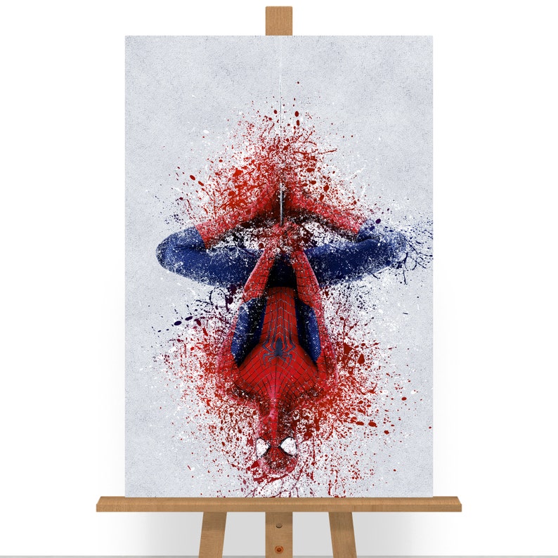 Spiderman Spider-man Paint Splatter Canvas Print Ready to - Etsy