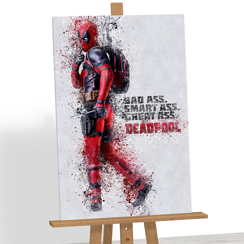 Deadpool Paint Splatter Canvas Print Ready to Hang Top Quality Various Sizes UK Made Fast ...