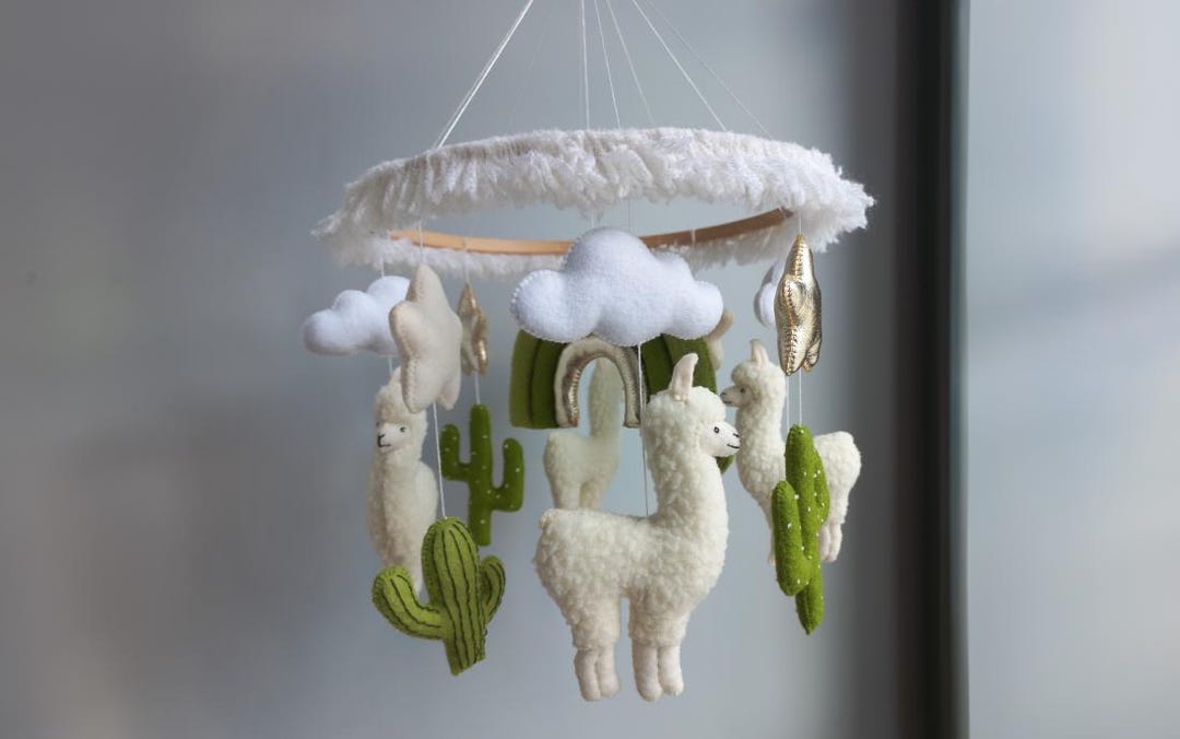 Lama Crib Baby Mobile Western Animals Felt Mobile With Alpaca, Cactus ...