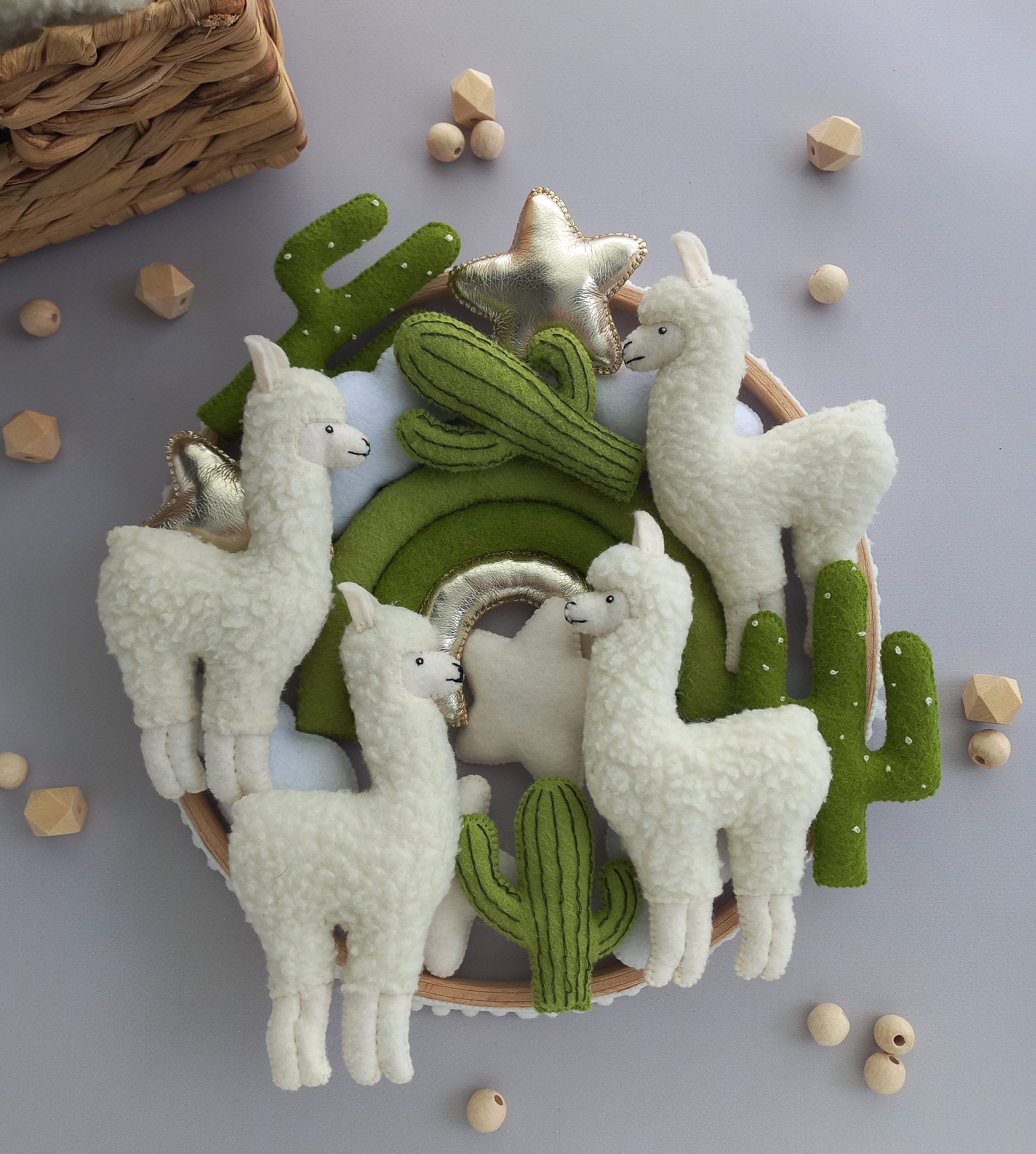 Lama Crib Baby Mobile Western Animals Felt Mobile With Alpaca, Cactus ...