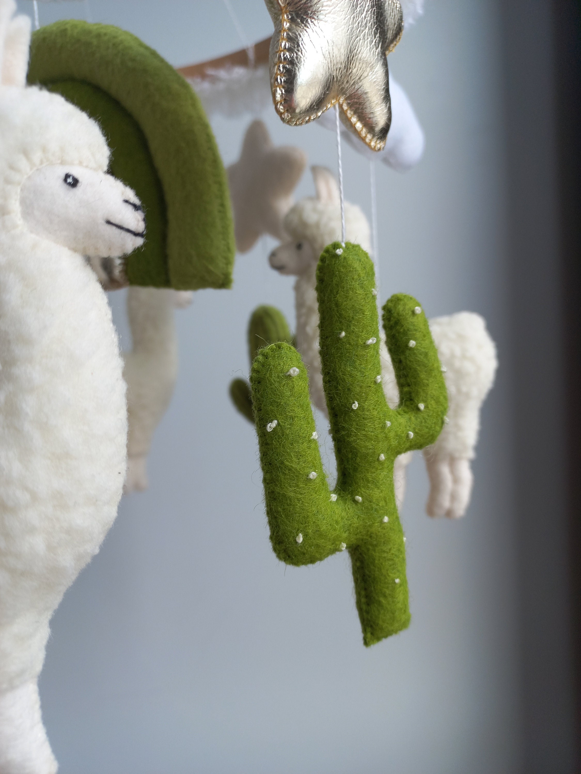Lama Crib Baby Mobile Western Animals Felt Mobile With Alpaca, Cactus ...
