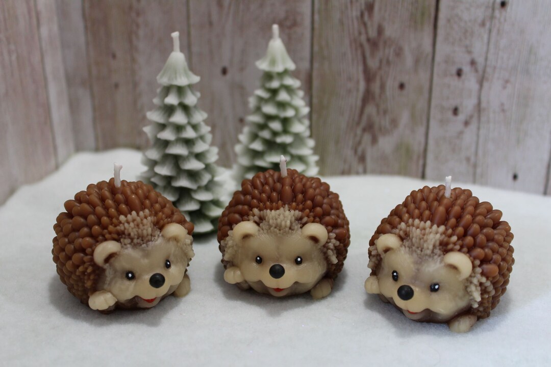 Beeswax Hedgehog Candles: Individual Candle, or a Set of 3 Hedgehog ...
