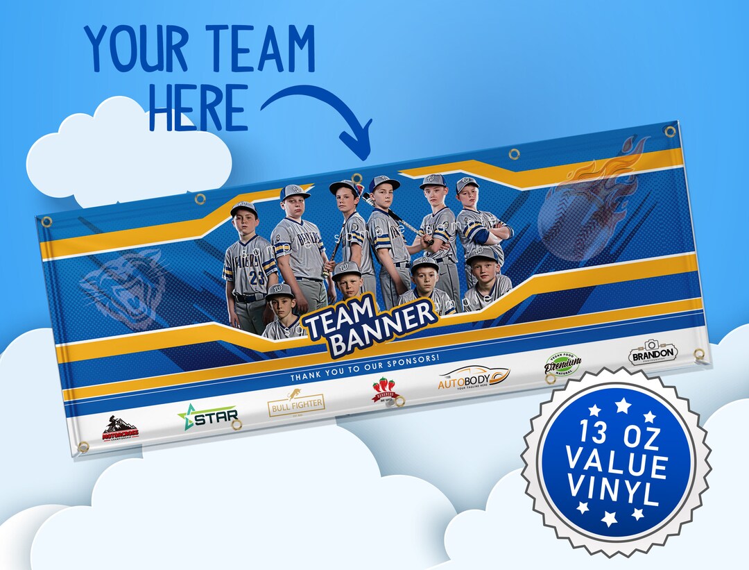 8'x 3' Large Personalized Sports Team Banner, Used for Baseball ...