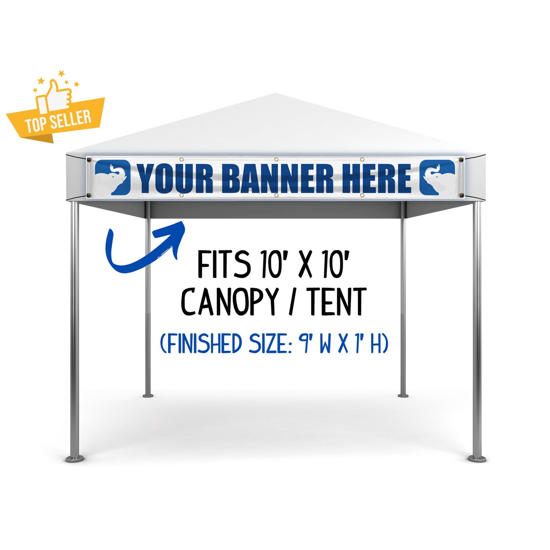 1'x 9' Personalized Front of Tent Banner, Fits Most Standard Canopy ...