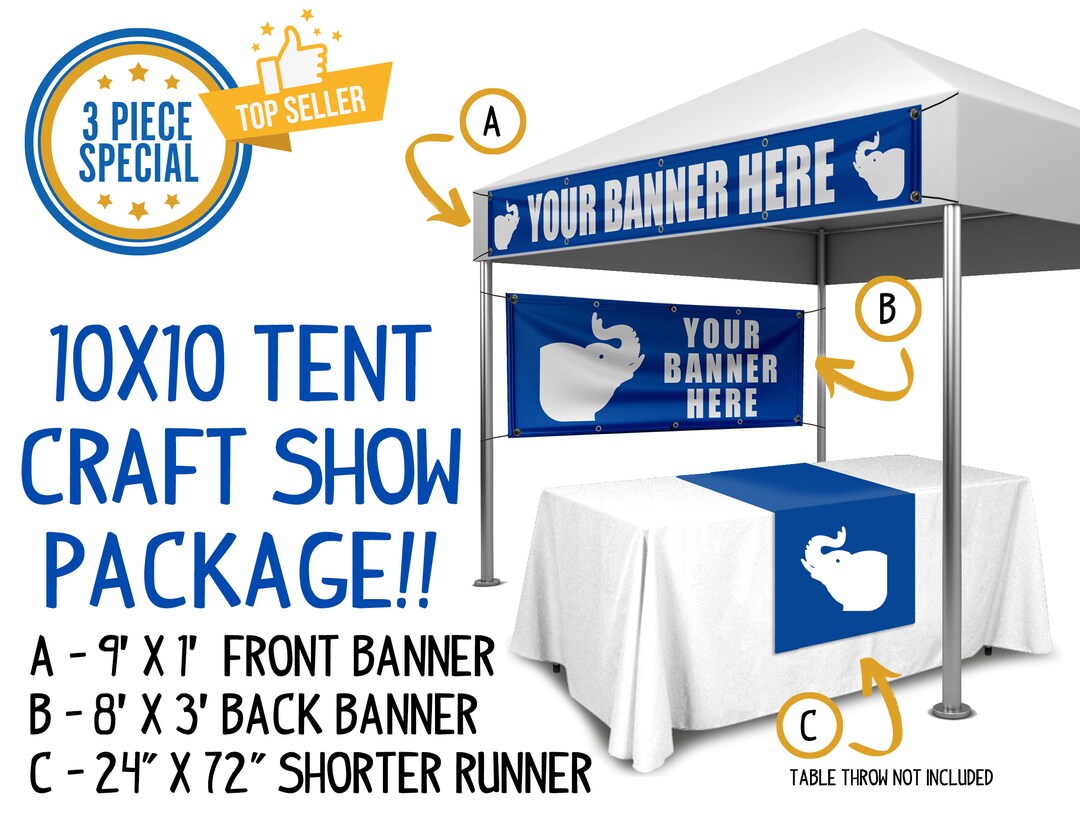 Custom 10x10 Tent Craft Show Package Front 1x9 Banner Back - Etsy