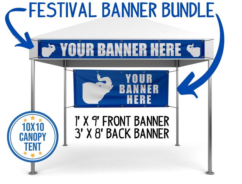 TWO Personalized Tent Banners Front 1x9 and Back 3x8 Signs - Etsy