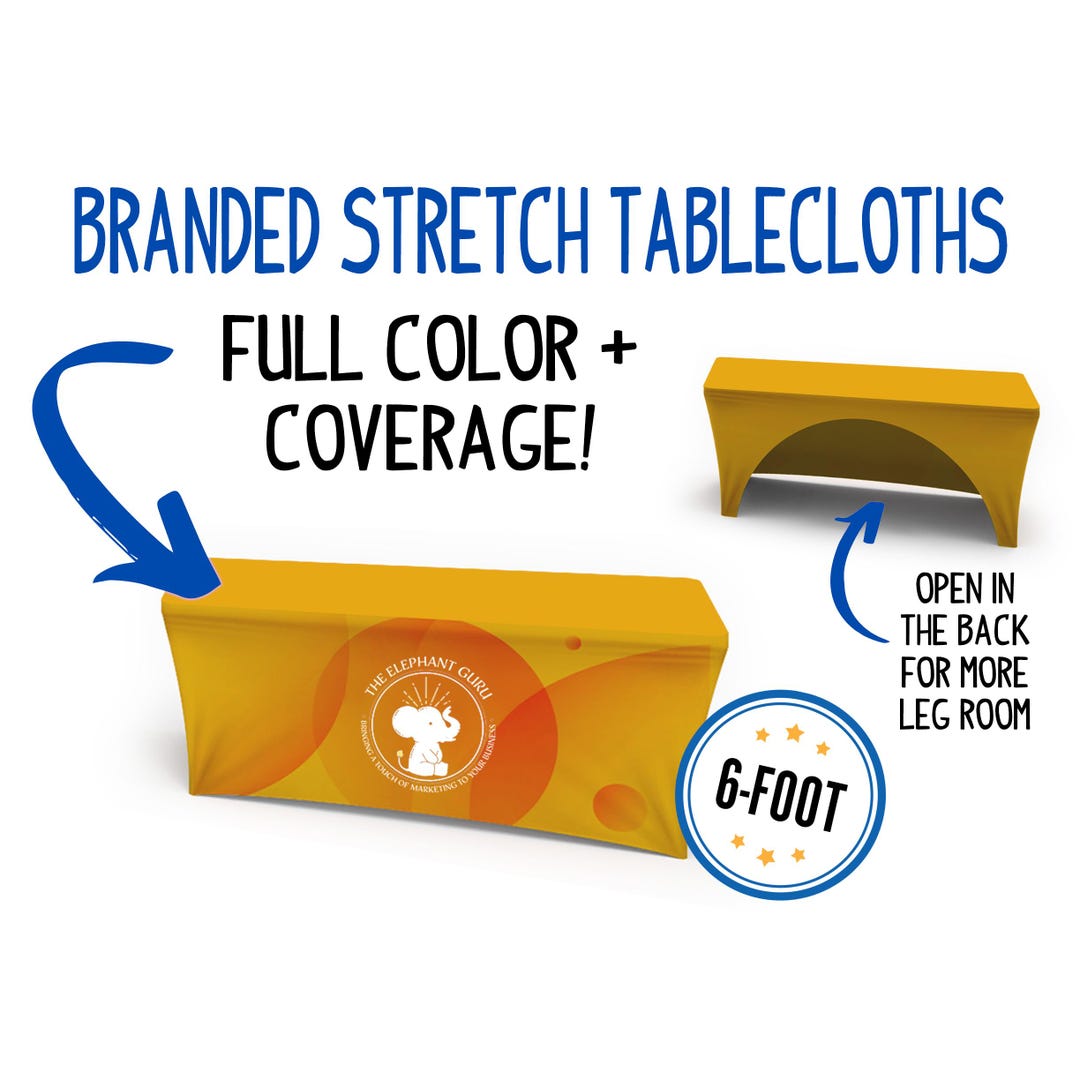 6-foot Personalized Logo Stretch Tablecloth | Custom Table Throw for ...