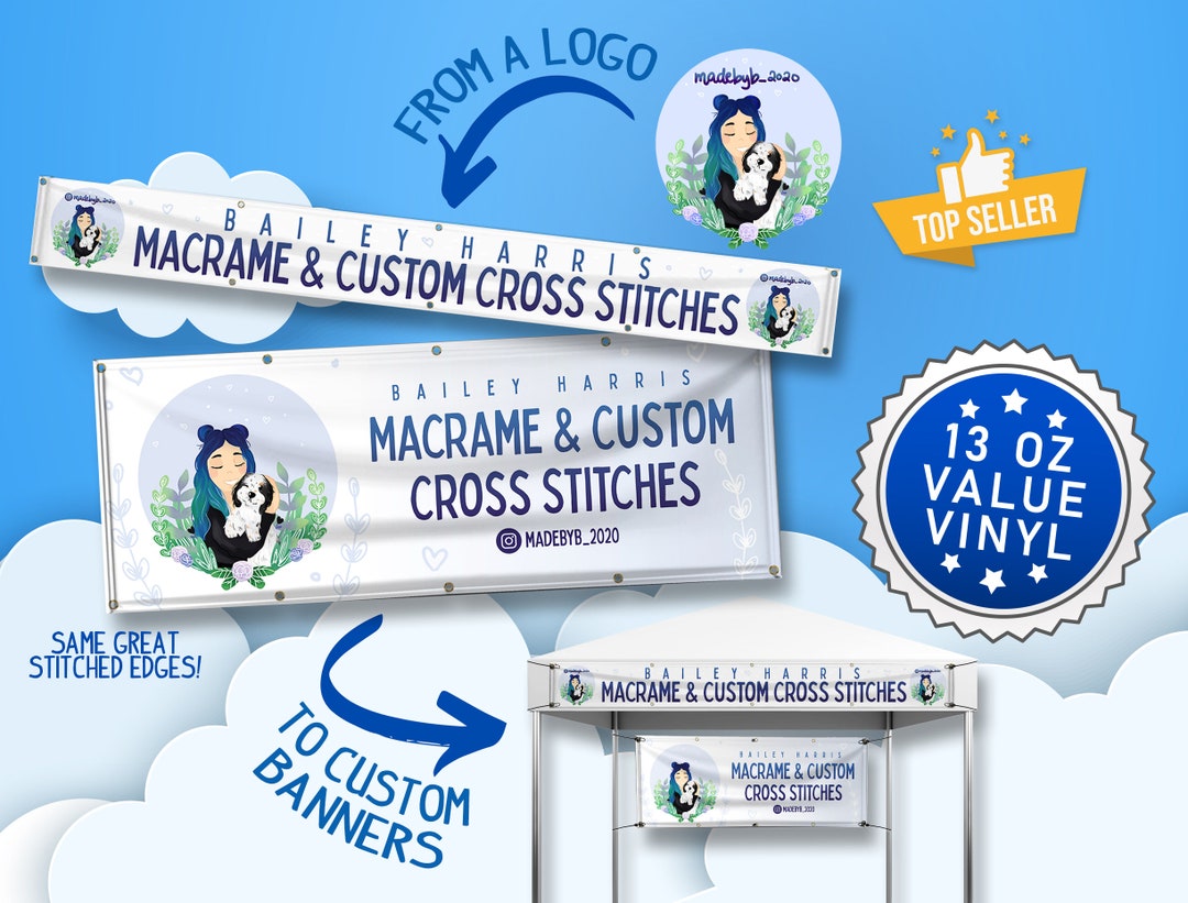 Custom Tent Banner Bundle With TWO Personalized Tent Vinyl Banners With ...