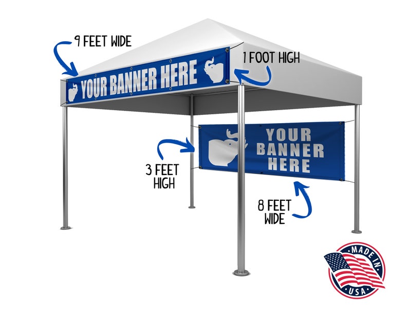 TWO Personalized Tent Banners Front 1x9 and Back 3x8 Signs - Etsy