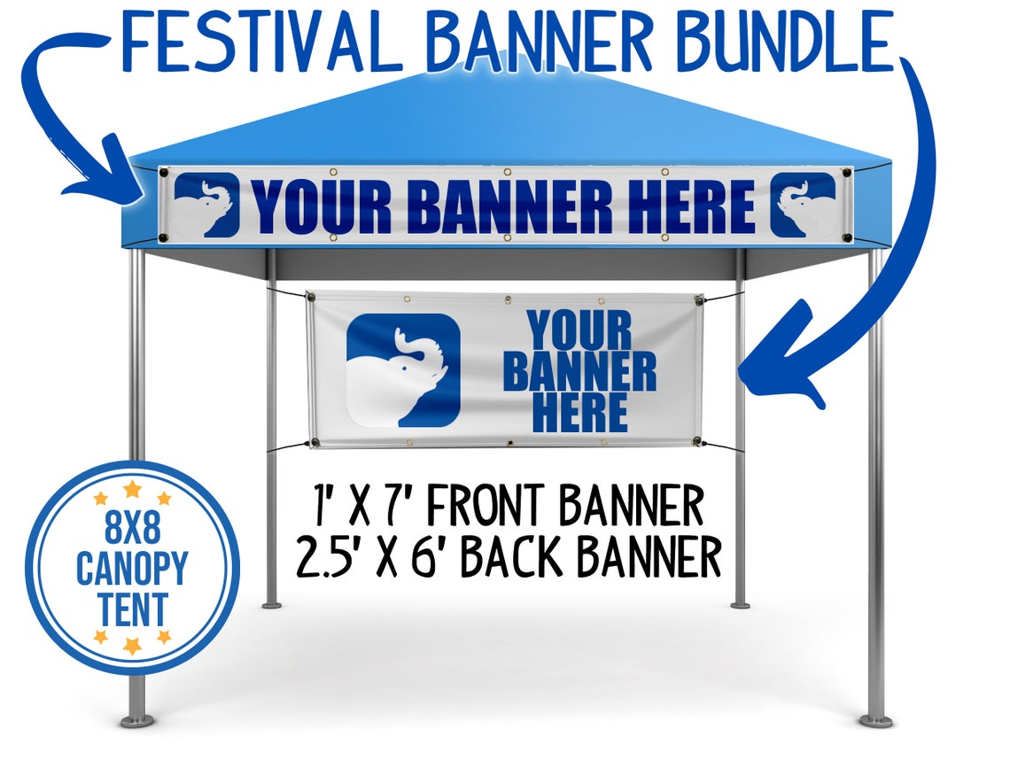 TWO Personalized Tent Banners Front 1x7 and Back 2.5x6 Signs - Etsy