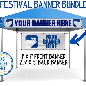 TWO Personalized Tent Banners Front 1x7 and Back 2.5x6 Signs - Etsy