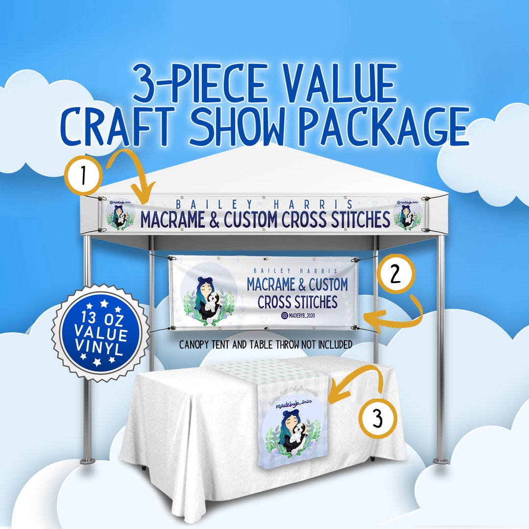 3-piece Custom Value Craft Show Package, Front 1x9 Banner, Back 3x8 ...