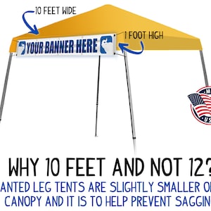 1'x 10' Personalized Front of Tent Banner, Fits Slanted Leg Canopy Tent ...