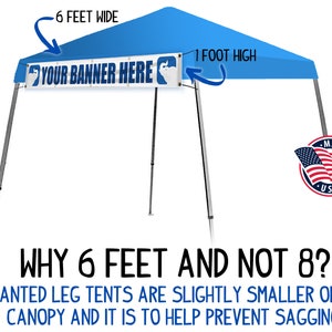 1'x 6' Personalized Front of Tent Banner, Fits Slanted Leg Canopy Tent ...