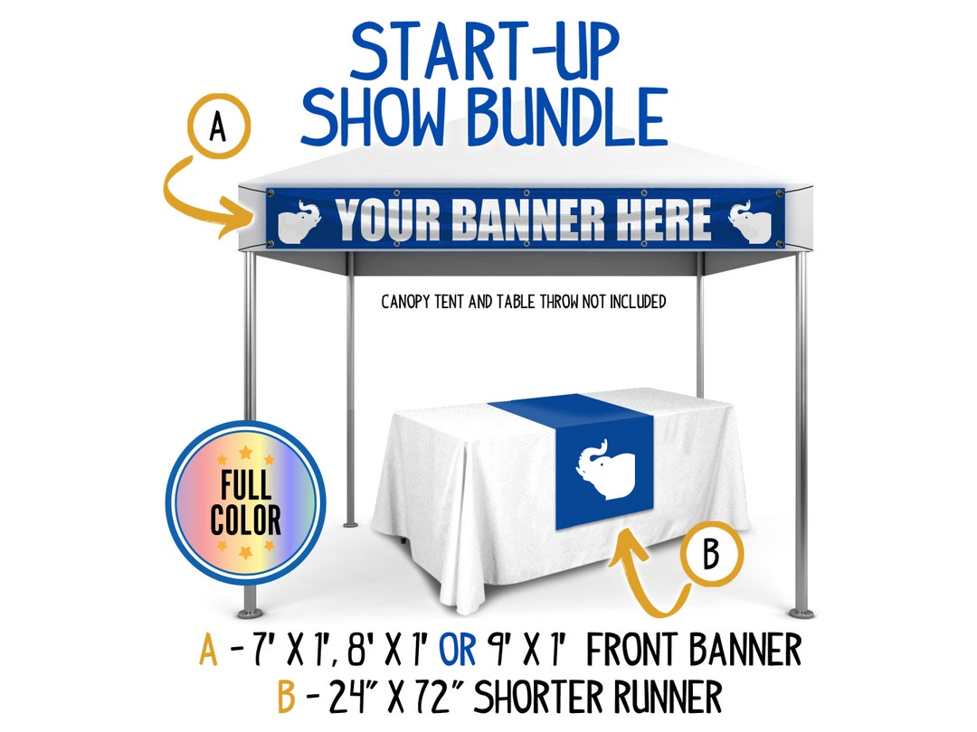 Custom Start-up Show Bundle: Personalized Canopy Banner & Logo Table ...