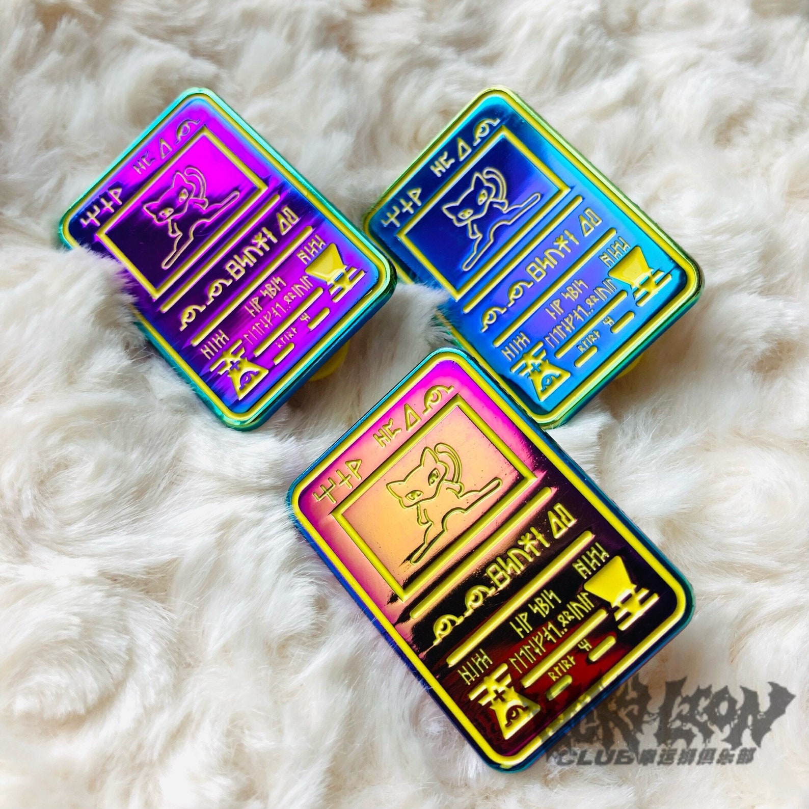 MEW CARD Rainbow Metal Enamel Pin From Luckylionclub - Etsy
