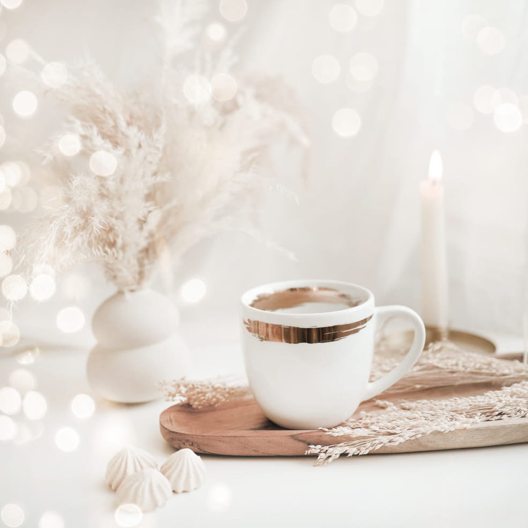 Porcelain Mug With Gold Hand Painted Decor, Large Coffee Mug ...